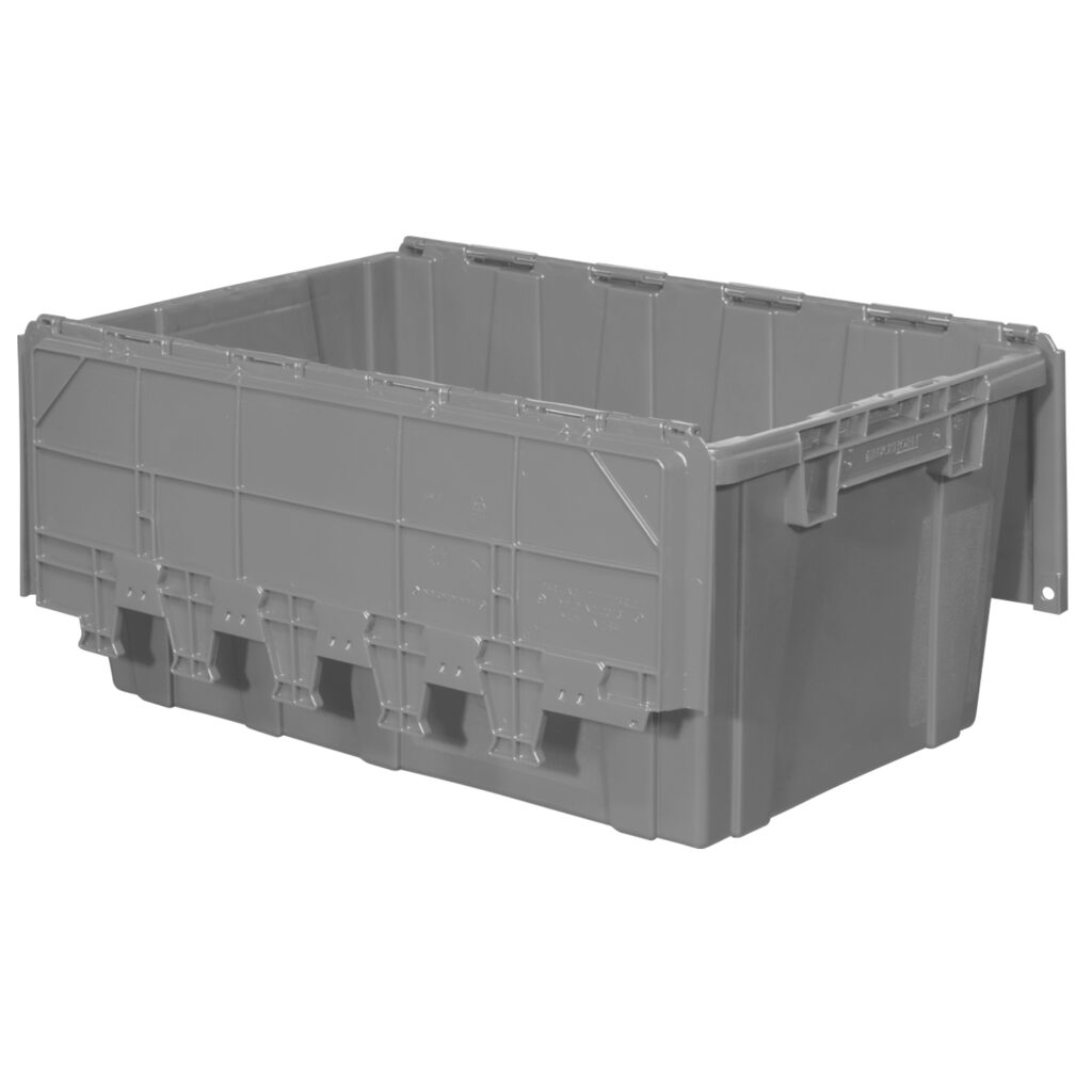 AR27171202 Grey, 27 x 17 x 12 Attached Lid Container, Traction Bottom ...