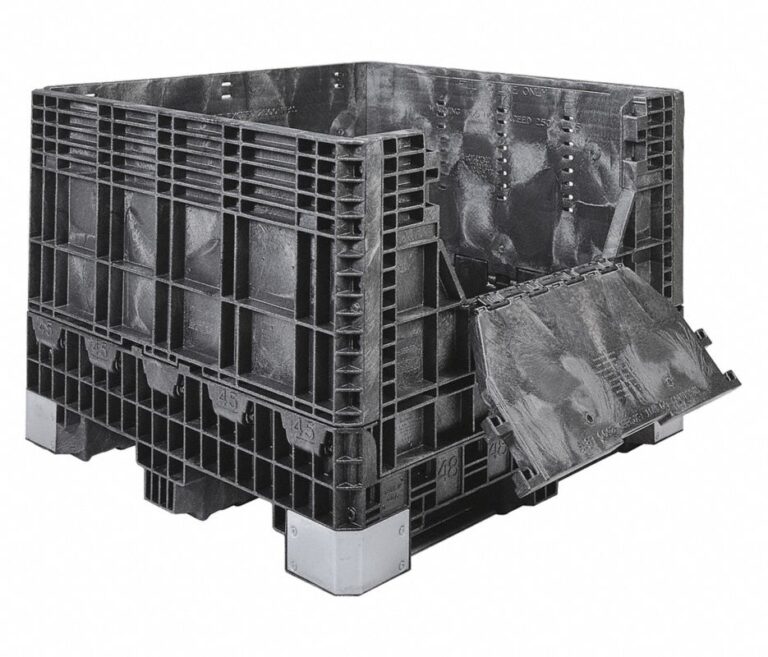 Black, 48 x 45 x 25, Heavy Duty Bulk Box, 2 Gates, Steel Deflector ...